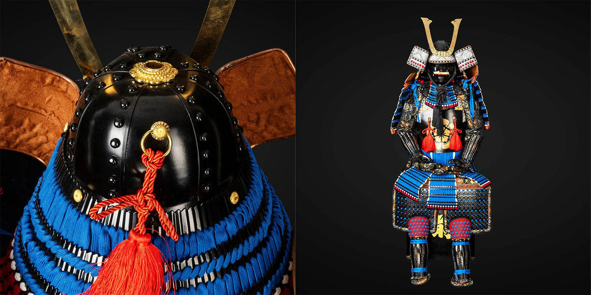 Blaue und schwarze Samurai-Rüstung des Oda-Clans: Eine Hommage an Oda ...