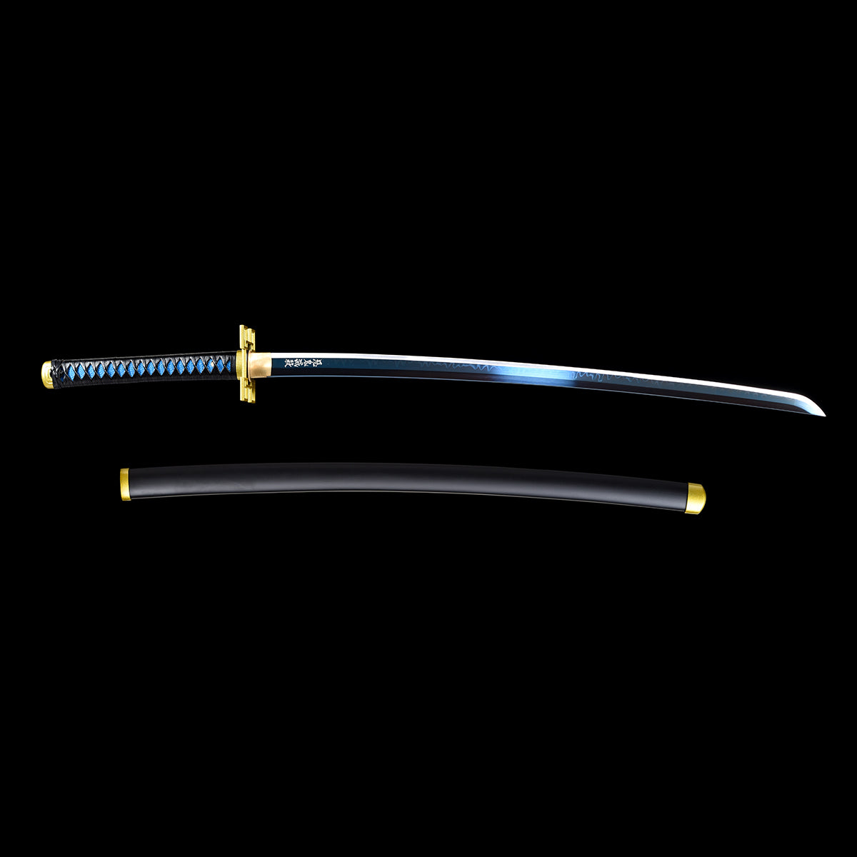 T10 Steel Black Demon Slayer Muichiro Baby Bule Katana Sword Clay ...