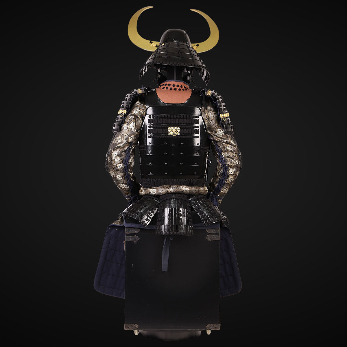 Handmade Black Japanese Samurai Armor with Golden Bull Antler, Full-Si ...
