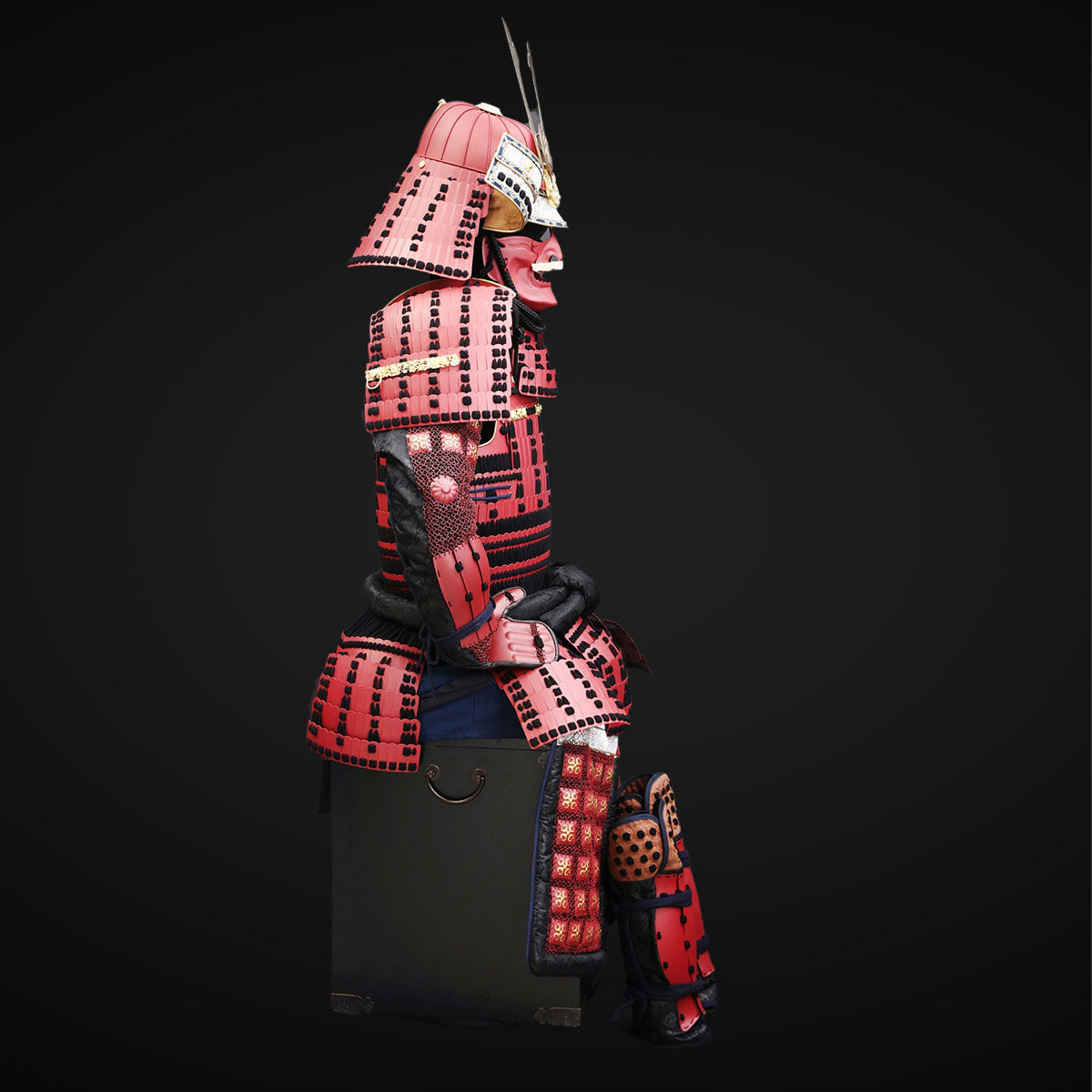 Handmade Life-Size Yoroi，Red Arima Clan Samurai Armor Set with Kuro Ku ...