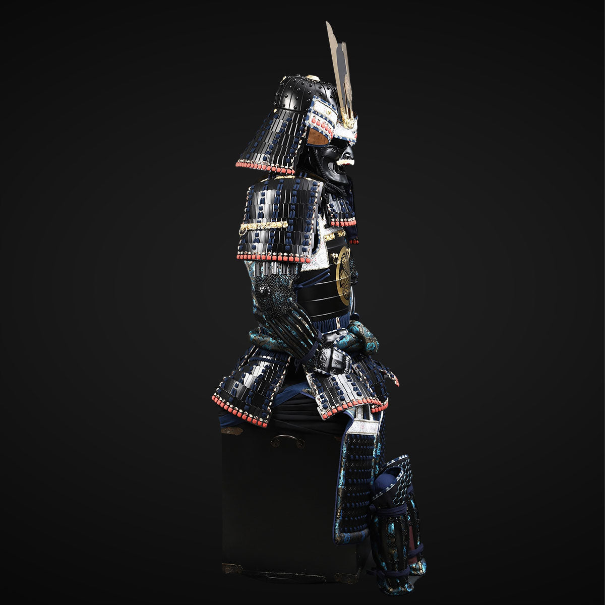 Handmade Tokugawa Clan Black,Blue Samurai Armor พร้อม Kuro Kuwagata Ka ...