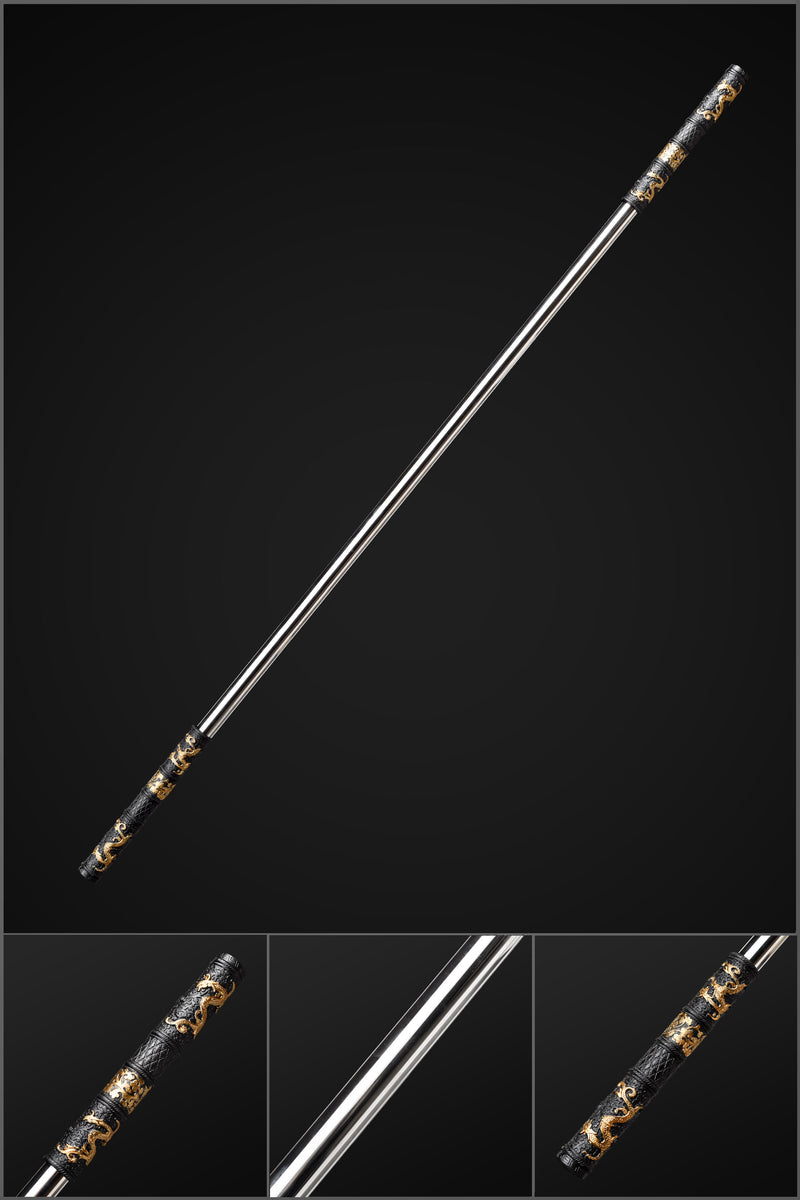 150cm Monkey King Staff Replica with Black-Gold Carved Alloy Fittings ...