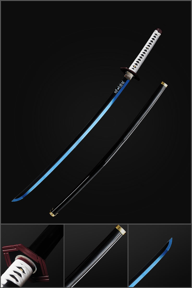 Hand Forged Anime Katana Demon Slayer Tomioka Giyu Nichirin Sword 1095 ...