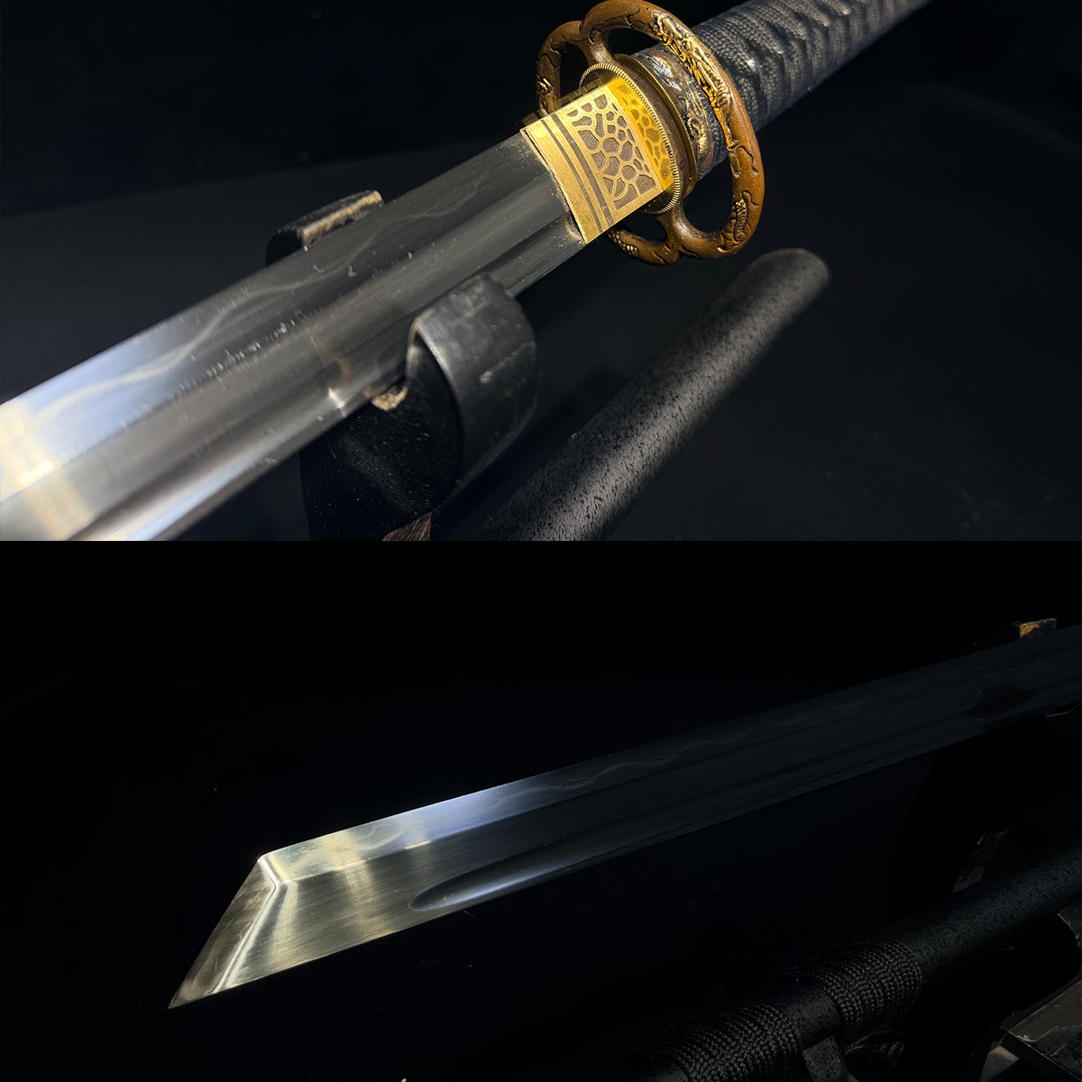 Hand Forged Japanese Ninja Sword Honsanmai Straight Blade Ninjato Kiri ...
