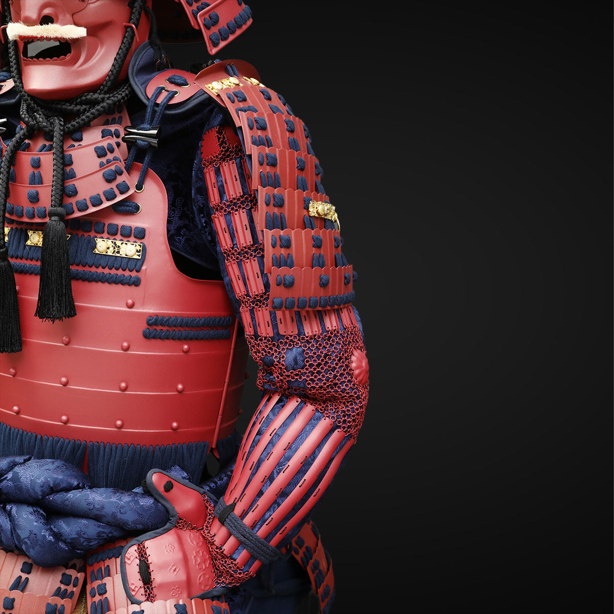 Handmade Tokugawa Clan Black & Blue Samurai Armor with Kuro Kuwagata H ...