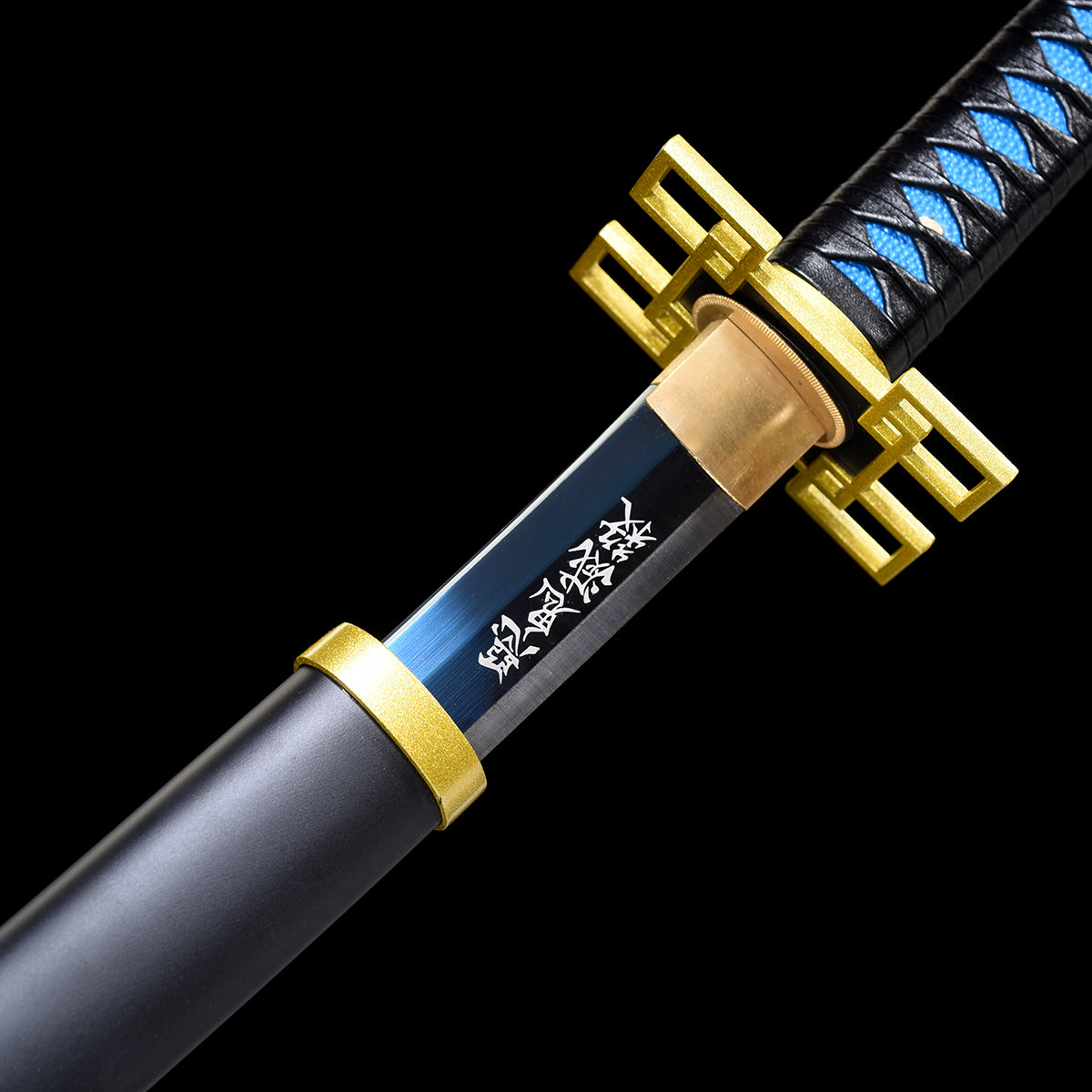 T10 Steel Black Demon Slayer Muichiro Baby Bule Katana Sword Clay ...