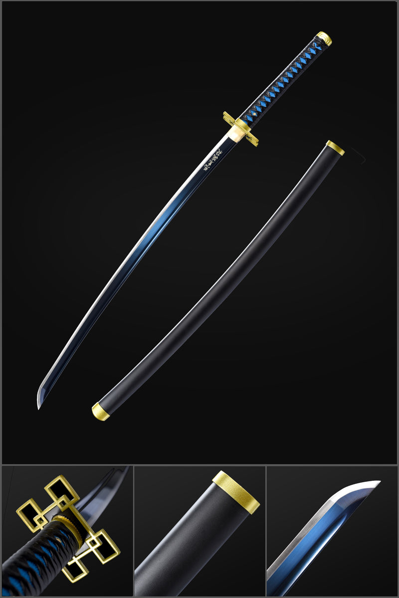 1060 High Carbon Steel Black Demon Slayer Muichiro Baby Bule Katana ...
