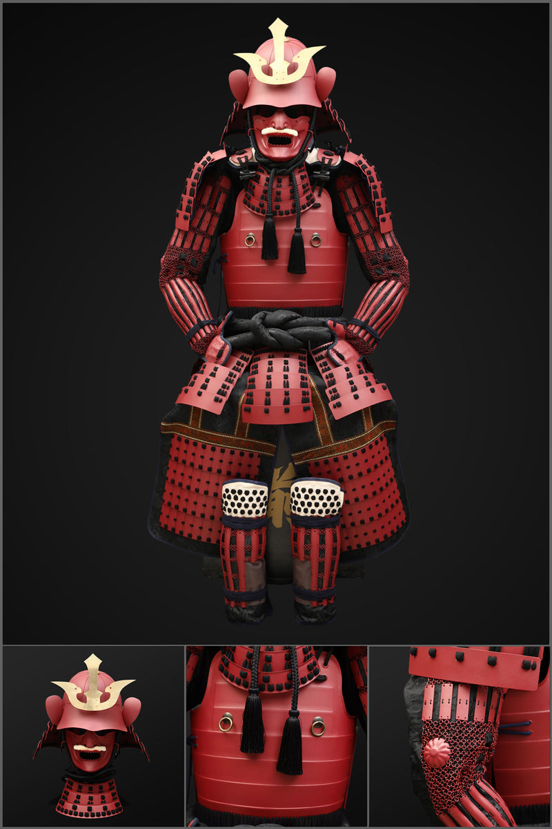 Handmade Life-Size Red Iyozane Japanese Samurai Armor Yoroi | COOLKATANA