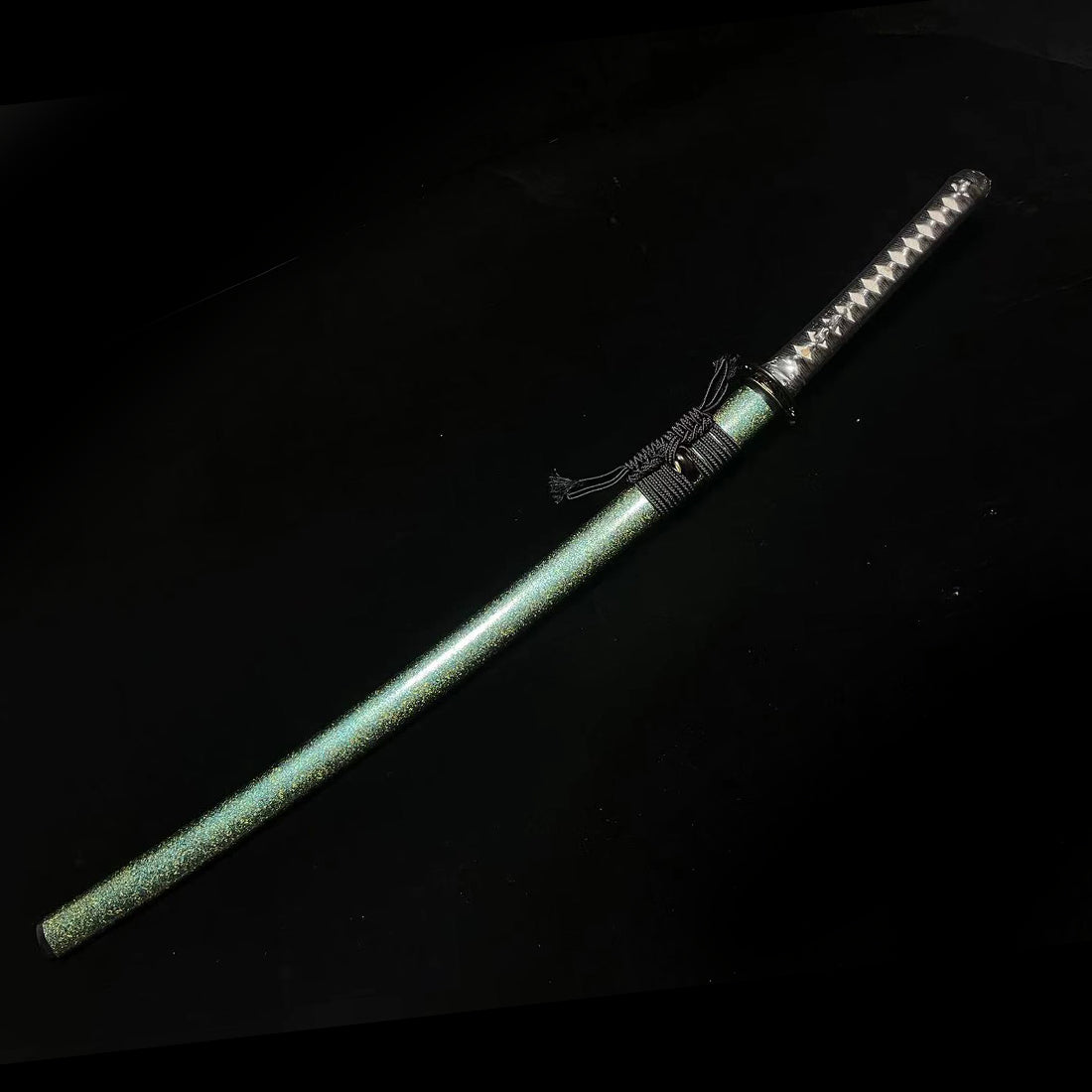 Folded Steel Bluing Blade Japanese Samurai Katana with Black Floral ...