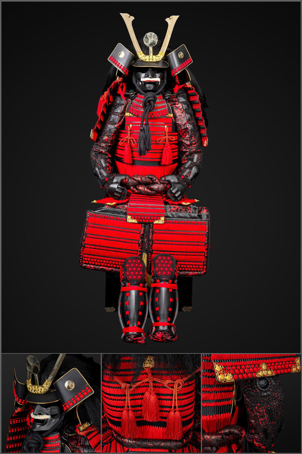 Handmade Kachi Red & Black Oda Clan Samurai Armor, Life Size Yoroi ...