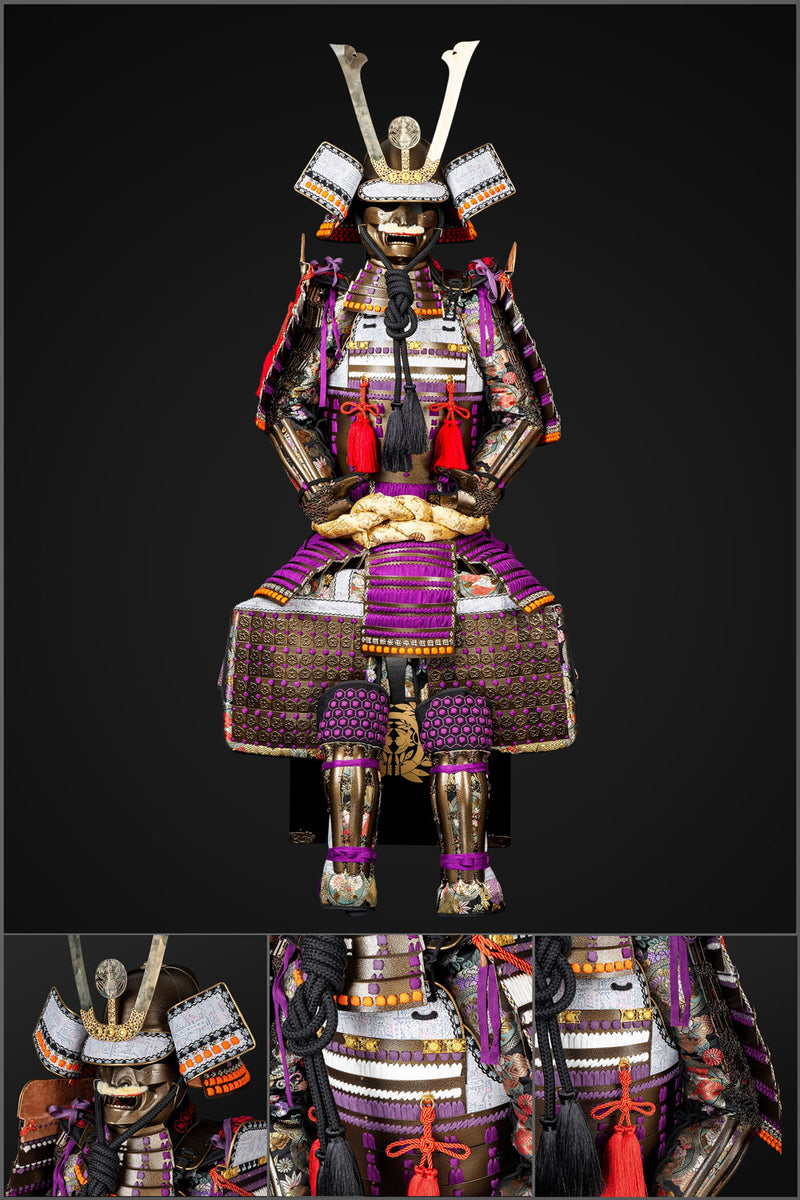 Handmade Life-Size Yoroi,Oda Clan Kachi Brown & Purple Samurai Armor ...