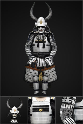 Handmade Life Size Yoroi,Silver Japanese Samurai Armor with Helmet ...