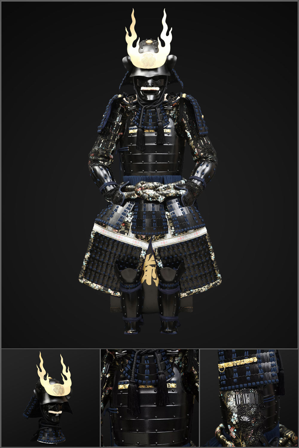 Handmade Life Size Yoroi,Tokugawa Clan Black Samurai Armor with Helmet ...