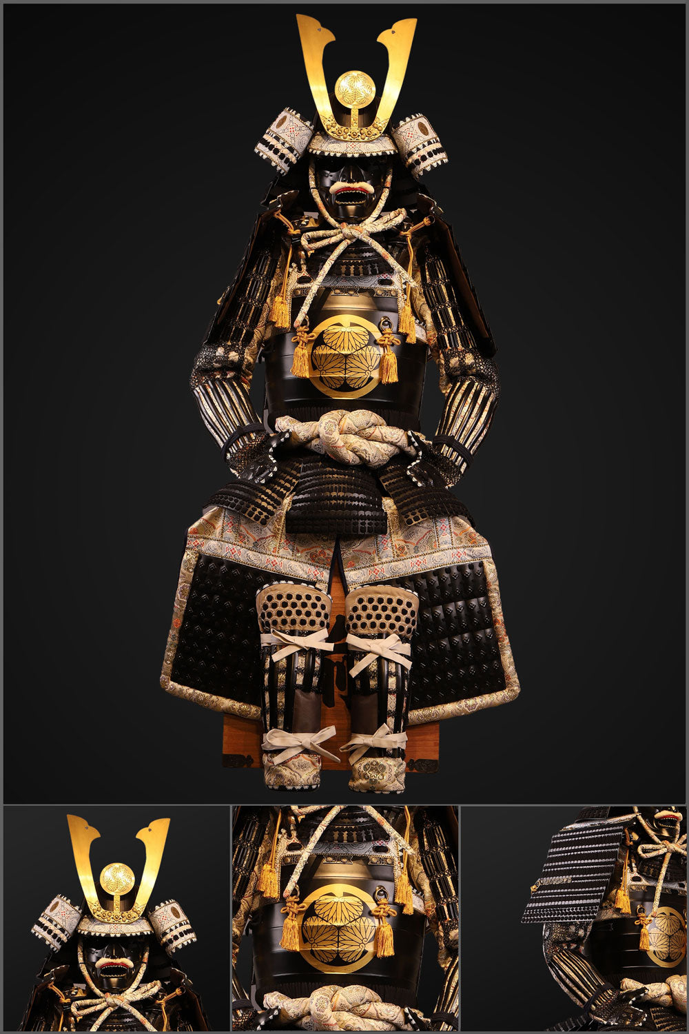 Handmade Life-Size Tokugawa Clan Samurai Armor in Black & White | COOLKATANA