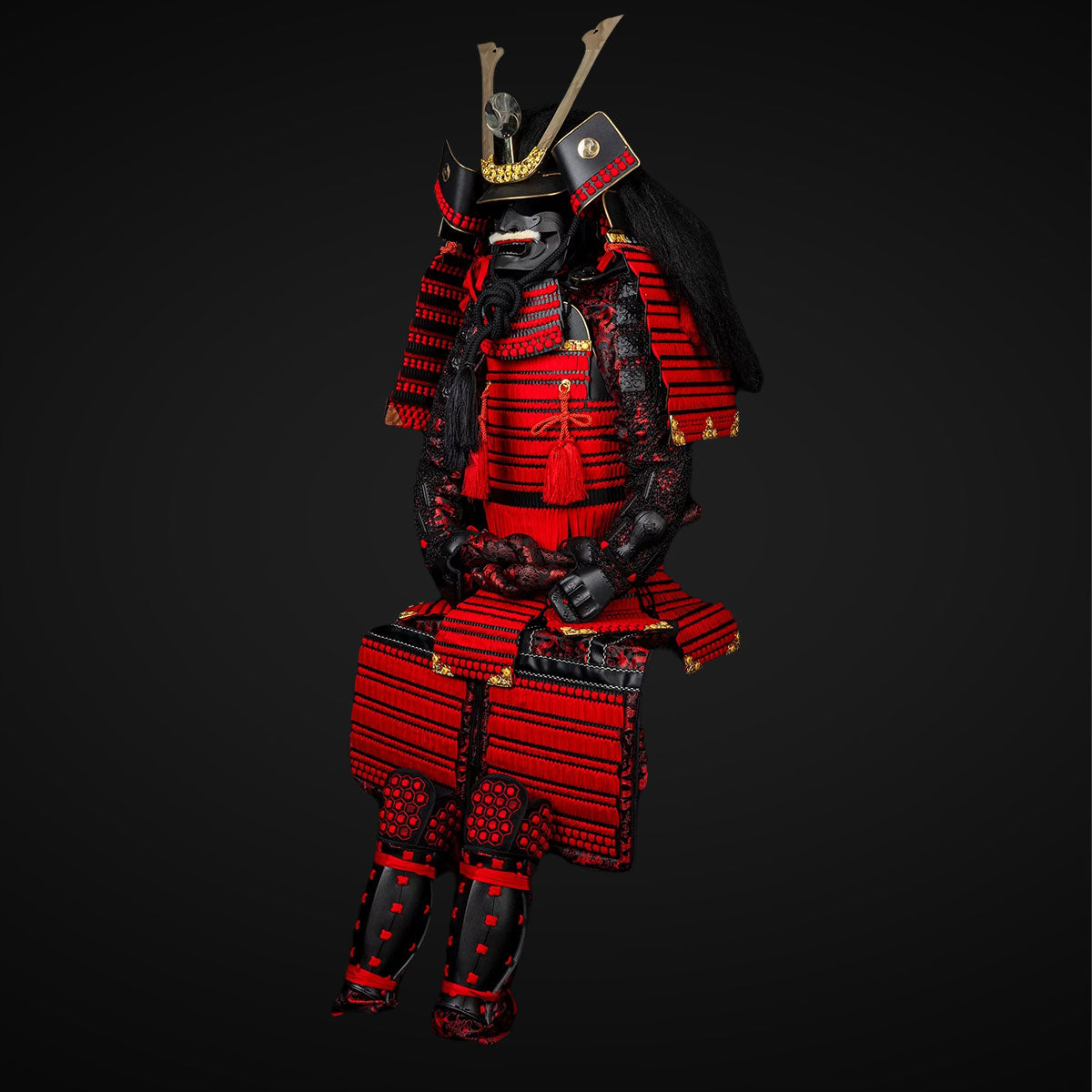 Handmade Kachi Red & Black Oda Clan Samurai Armor, Life Size Yoroi ...