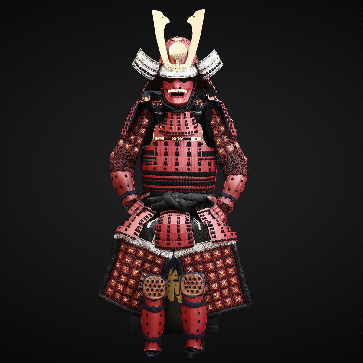 Handmade Life-Size Yoroi，Red Arima Clan Samurai Armor Set with Kuro Ku ...