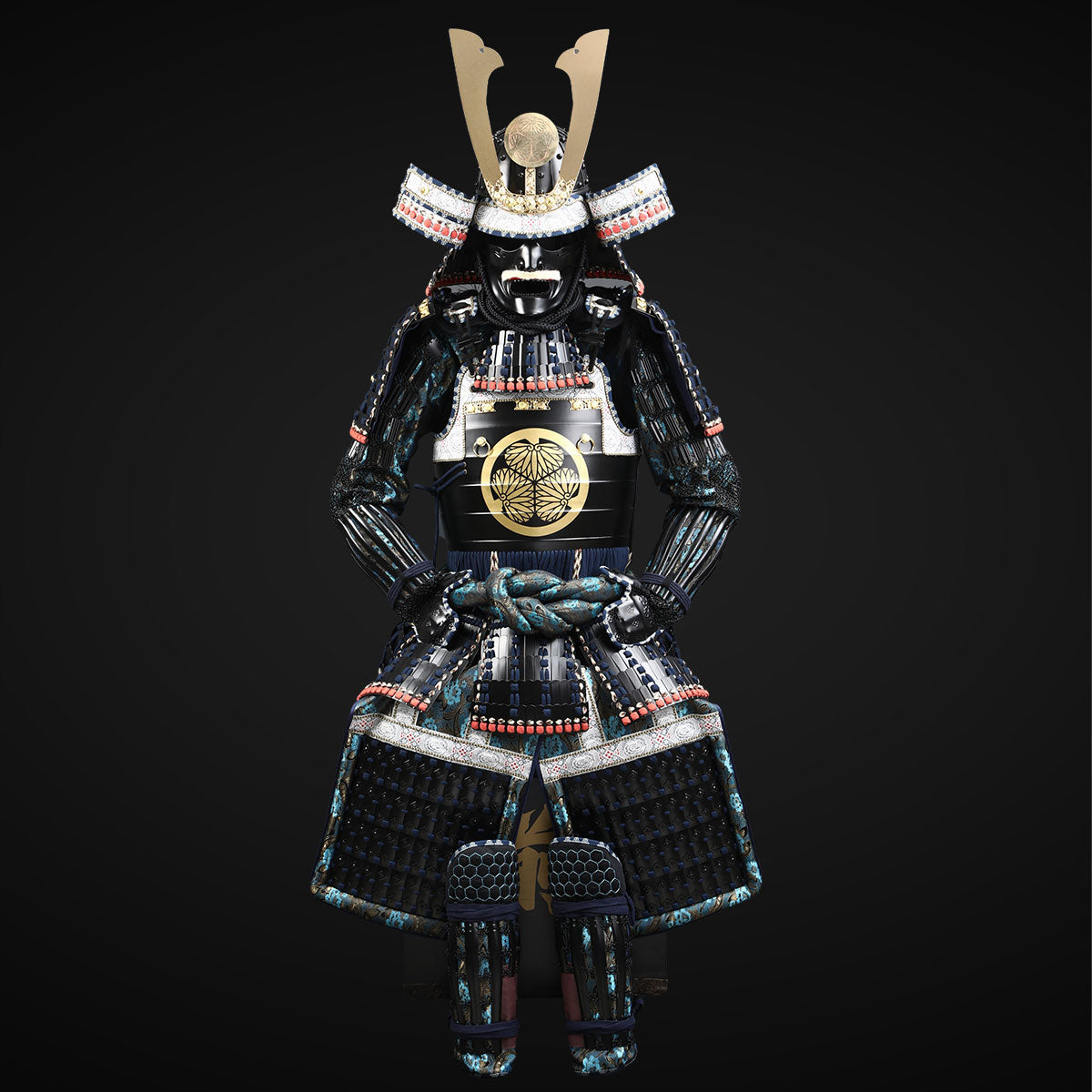 Handmade Tokugawa Clan Black,Blue Samurai Armor with Kuro Kuwagata Kab ...