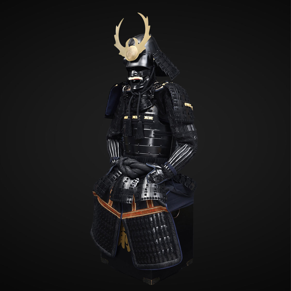 Handmade Life Size Yoroi,Tokugawa Clan Black Samurai Armor Set with He ...