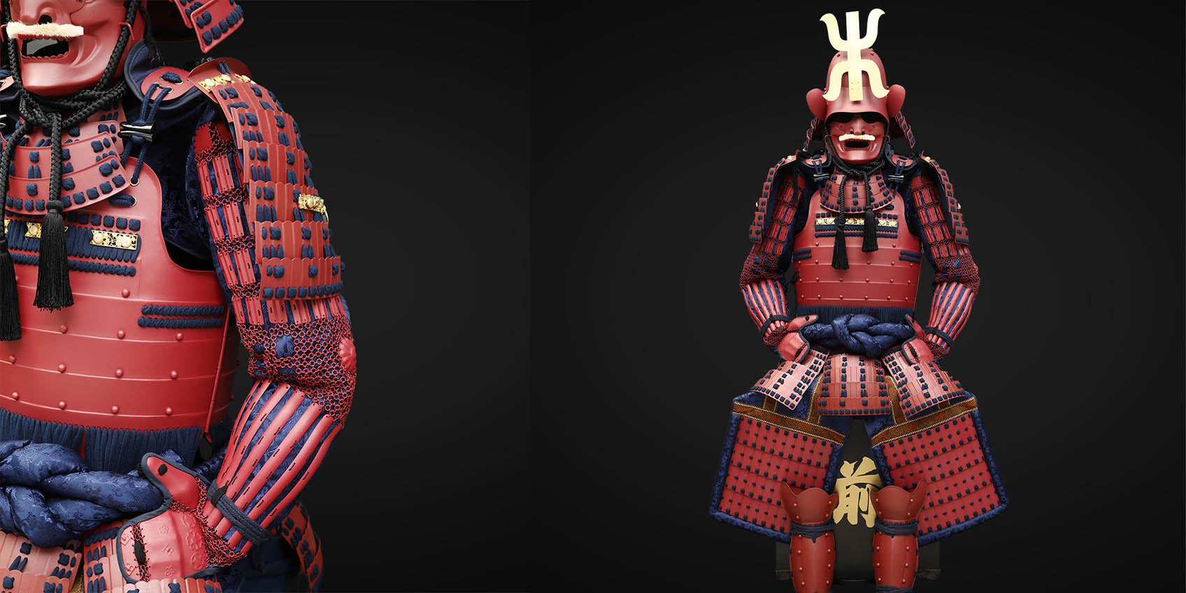 Handmade Tokugawa Clan Black & Blue Samurai Armor with Kuro Kuwagata H ...