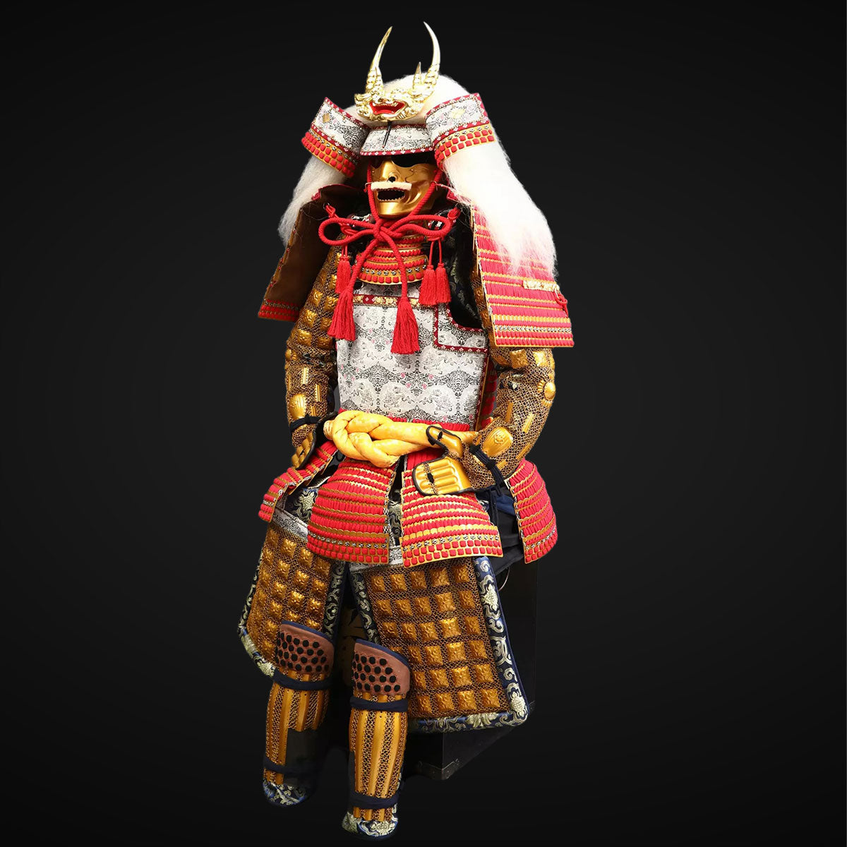 Handmade Life Size Yoroi,Golden Takeda Clan Samurai Armor with White Y ...