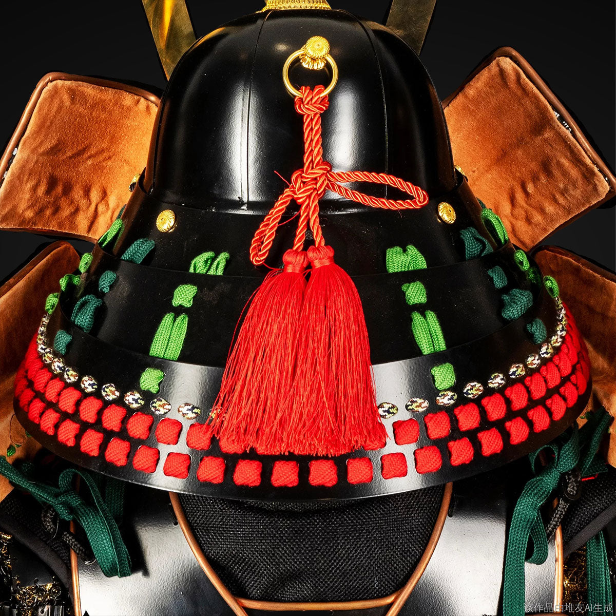 Handmade Life-Size Oda Clan Samurai Armor – Kachi Black & Green Yoroi ...