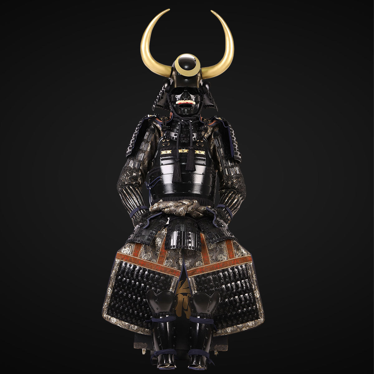 Handmade Black Japanese Samurai Armor with Golden Bull Antler, Full-Si ...
