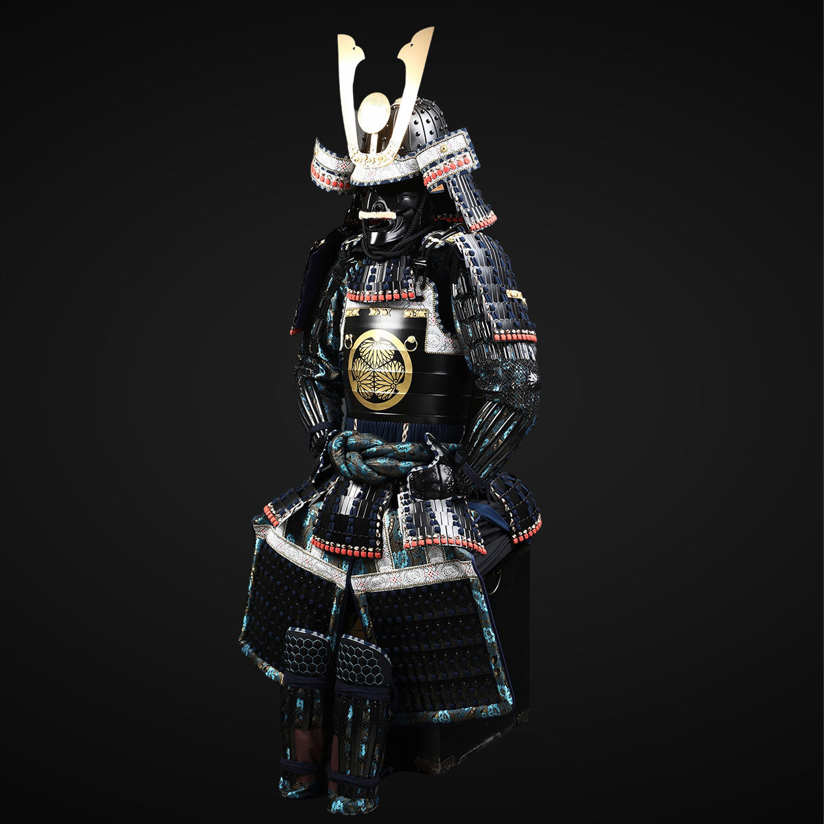 Handmade Tokugawa Clan Black,Blue Samurai Armor พร้อม Kuro Kuwagata Ka ...