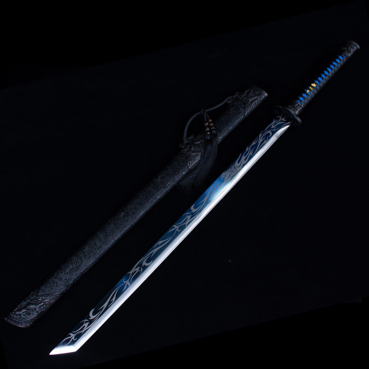 Handmade Chinese Azure Nature & Ocean Wave Tang Dao Sword | COOLKATANA