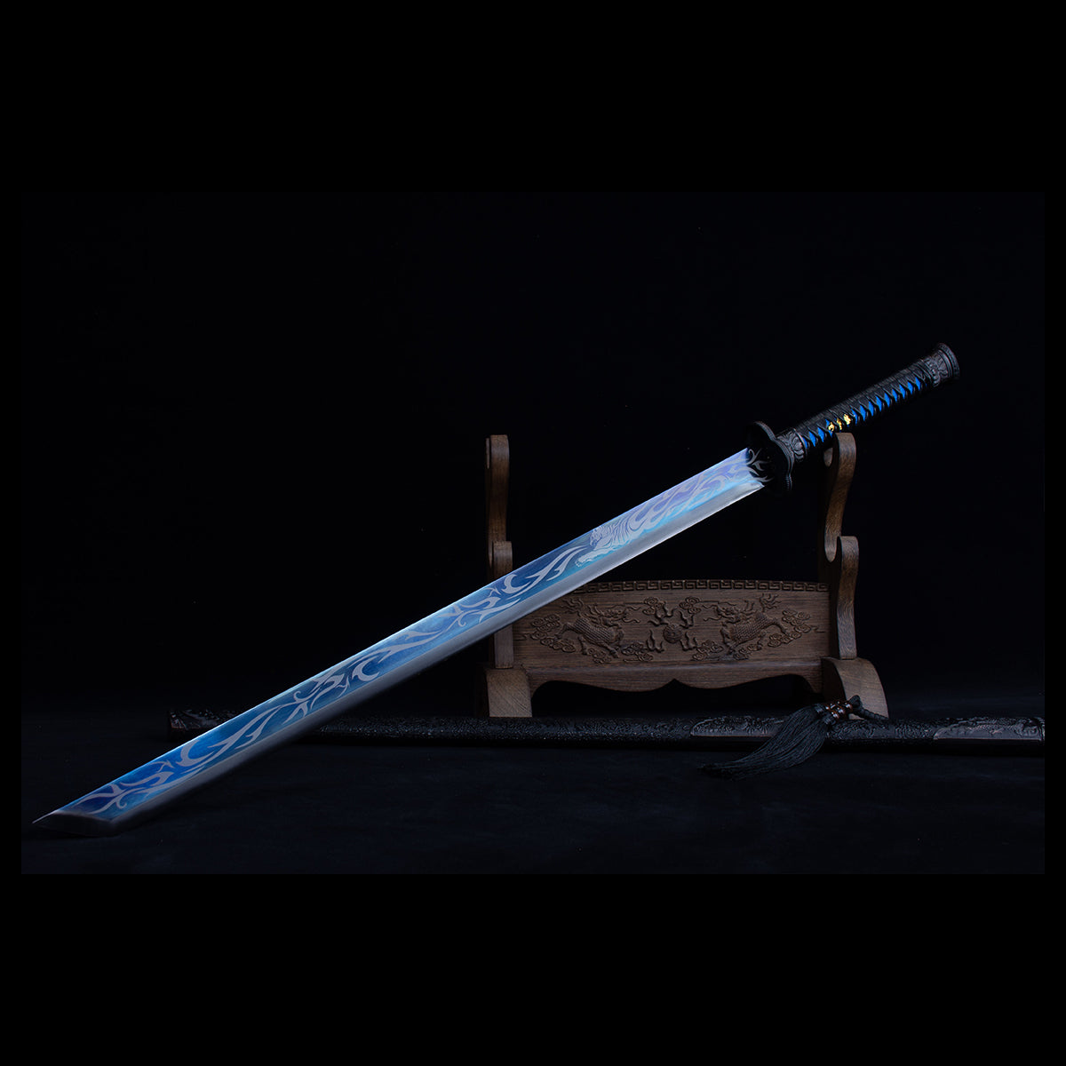Handmade Chinese Azure Nature & Ocean Wave Tang Dao Sword | COOLKATANA