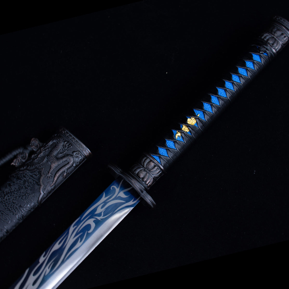 Handmade Chinese Azure Nature & Ocean Wave Tang Dao Sword | COOLKATANA