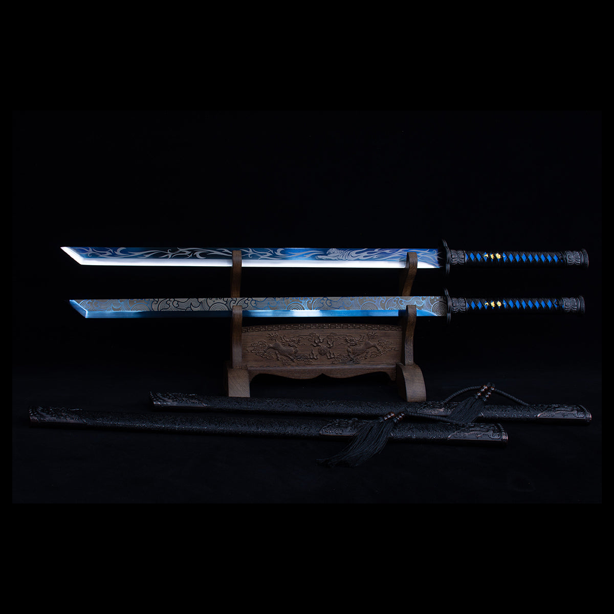 Handmade Chinese Azure Nature & Ocean Wave Tang Dao Sword | COOLKATANA