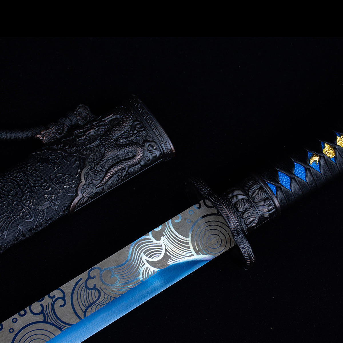 Handmade Chinese Azure Nature & Ocean Wave Tang Dao Sword | COOLKATANA