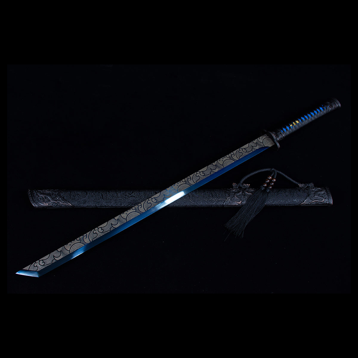 Handmade Chinese Azure Nature & Ocean Wave Tang Dao Sword | COOLKATANA