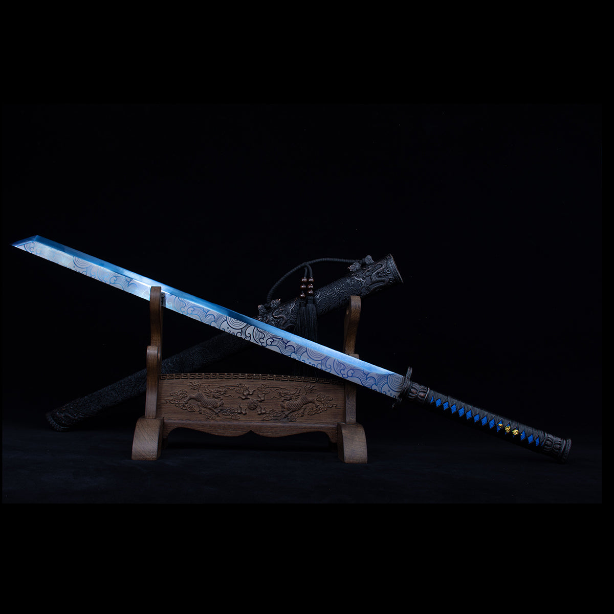 Handmade Chinese Azure Nature & Ocean Wave Tang Dao Sword | COOLKATANA