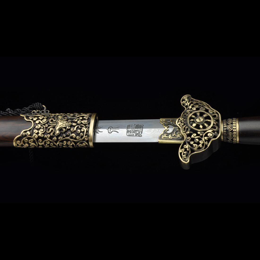 Handmade Chinese Sword Yin Yang Eight Immortals Jian Folding Steel Ebo ...