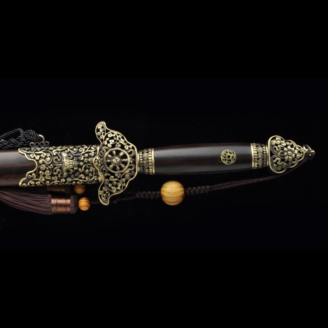 Handmade Chinese Sword Yin Yang Eight Immortals Jian Folding Steel Ebo ...