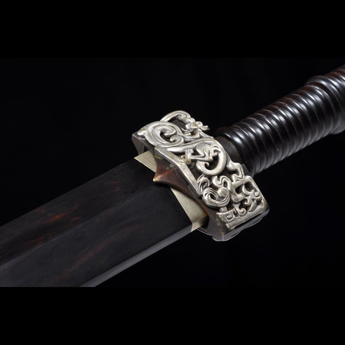 Handmade Chinese Sword Silver Dragon Han Jian Folded Steel Eight-sided ...