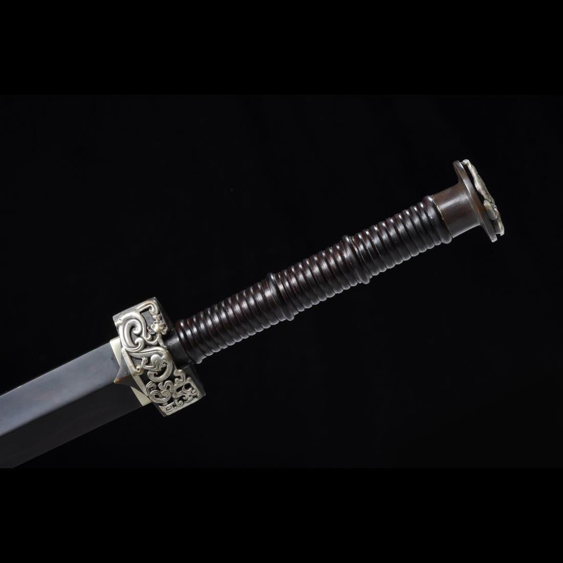 Handmade Chinese Sword Silver Dragon Han Jian Folded Steel Eight-sided ...