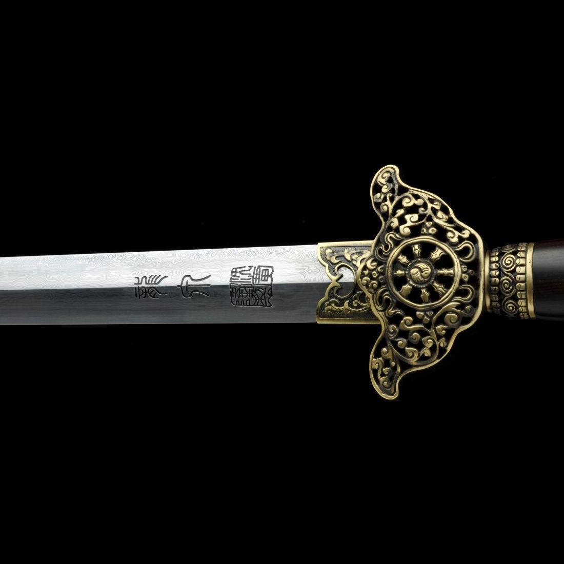 Handmade Chinese Sword Yin Yang Eight Immortals Jian Folding Steel Ebo ...