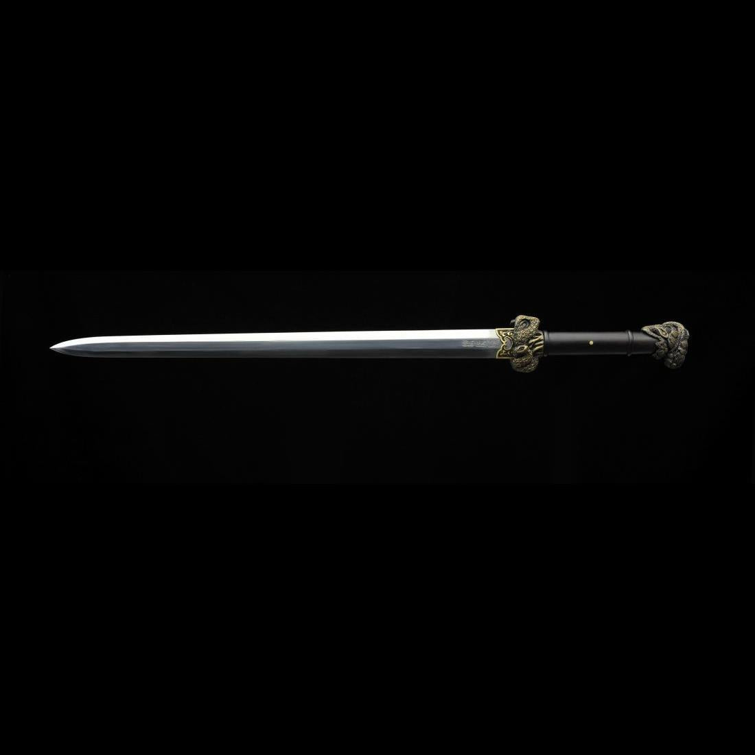 Handmade Chinese Sword TieBing Sword Hand Carved Pine Trees Folded Ste ...