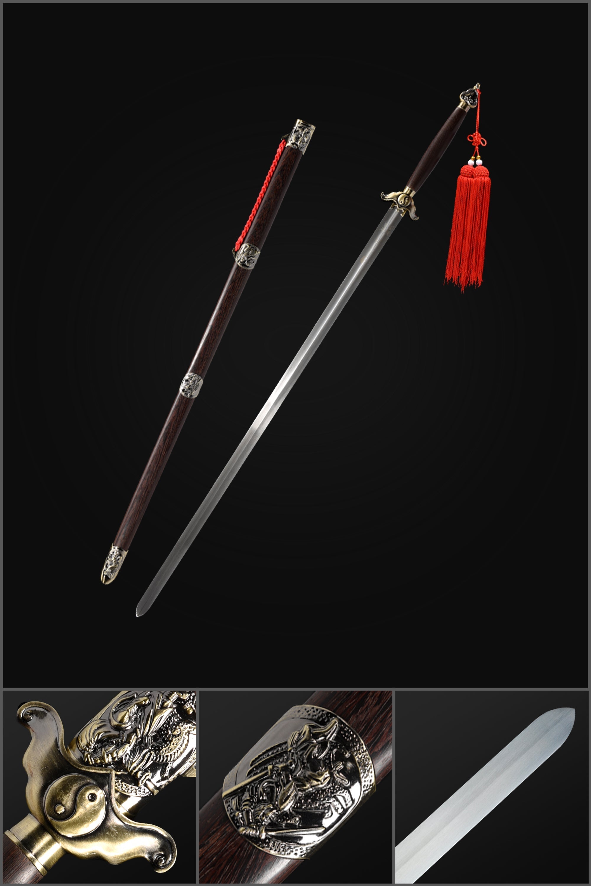 Handmade Chinese Sword Yin Yang Two handed Tai chi Jian Stainless Stee ...