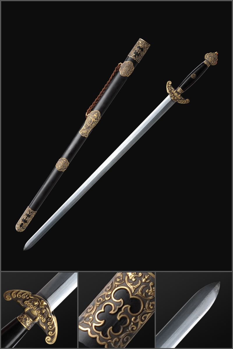Handmade Chinese Sword QianLong's Emperor Jian Hand Carved Folded Steel ...
