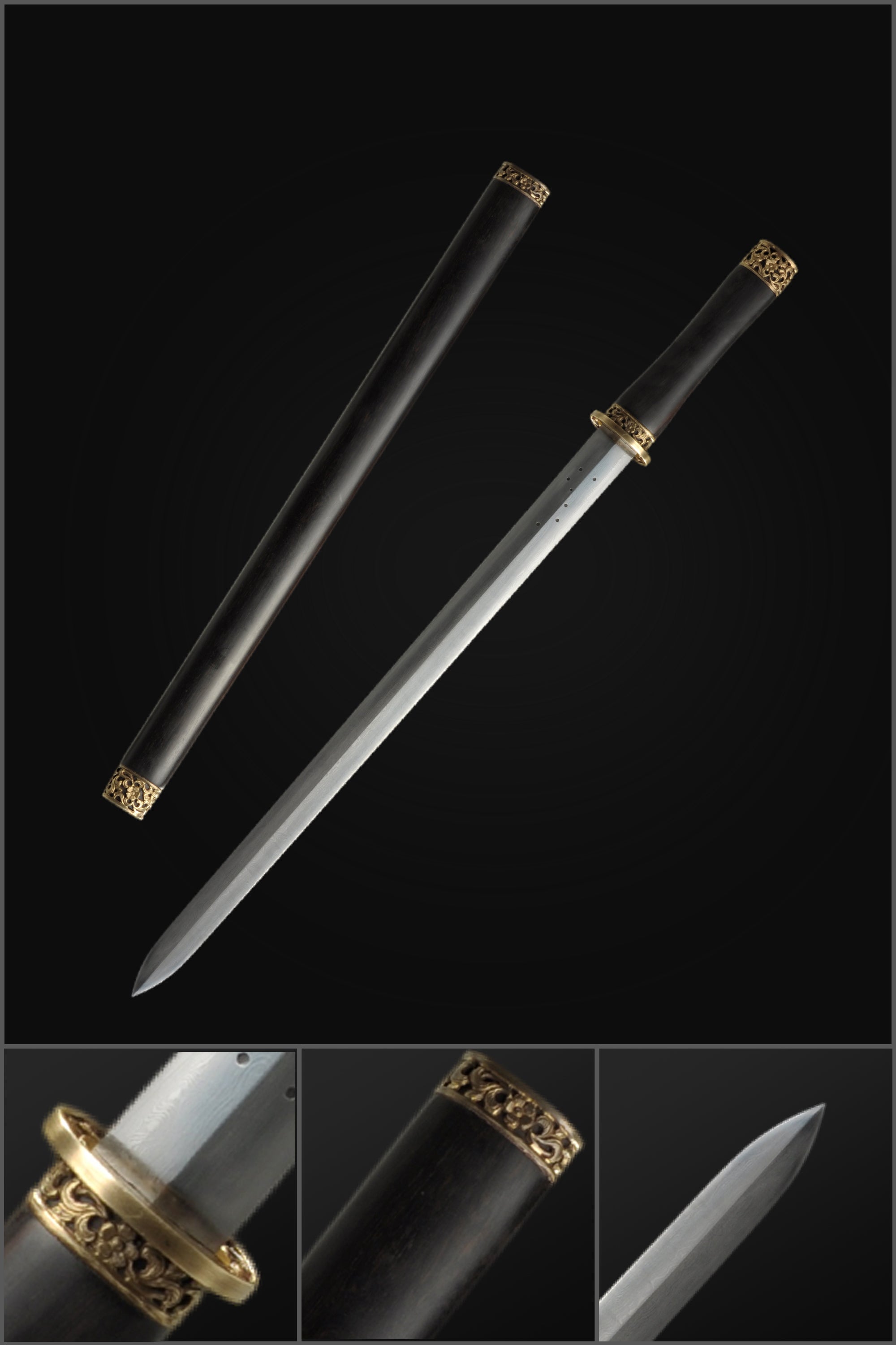 Handmade Chinese Sword Traditional Feng Shui Jian Folded Steel Blade E ...