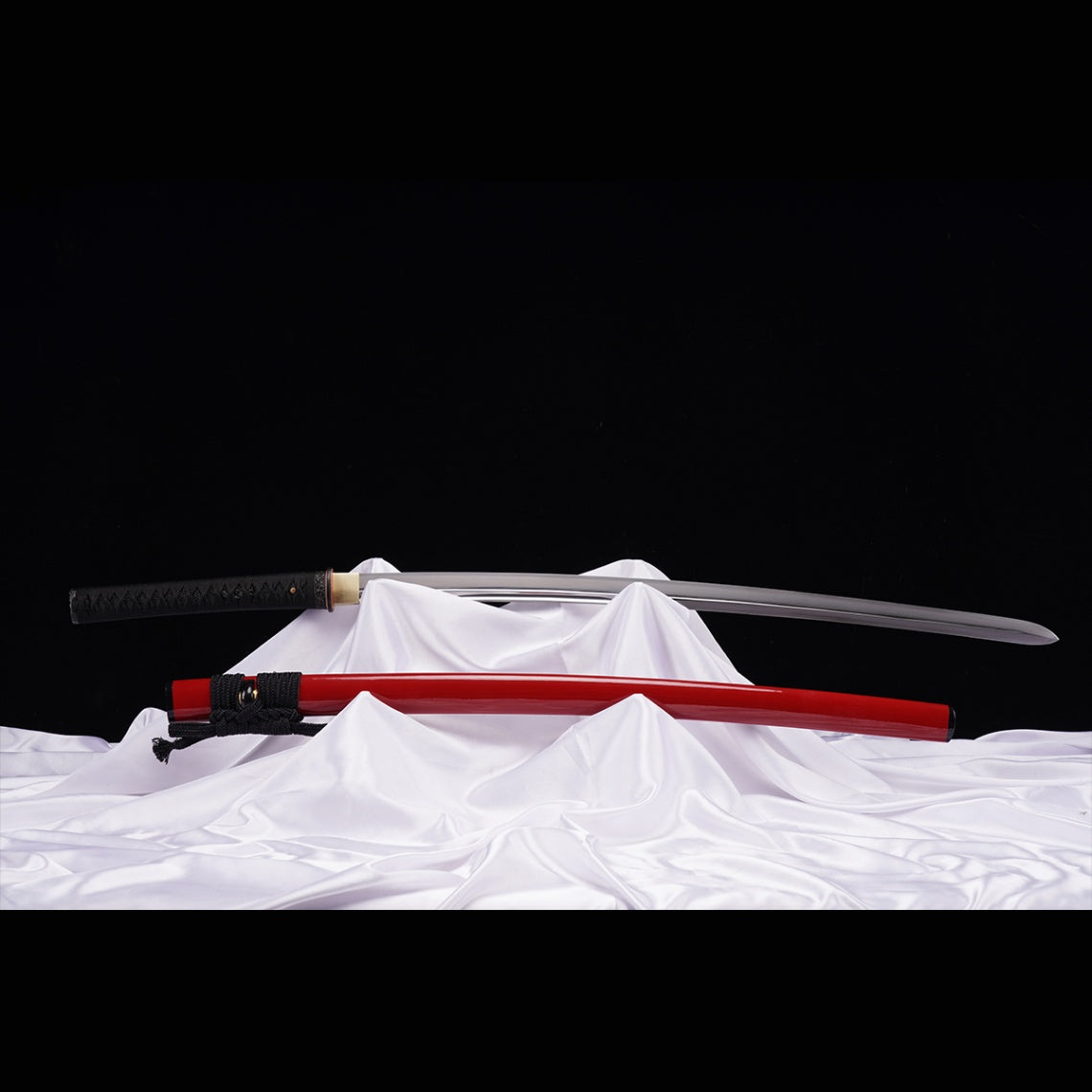 Hand Forged Japanese Samurai Katana Sword T10 Steel Blade Clay Tempered ...