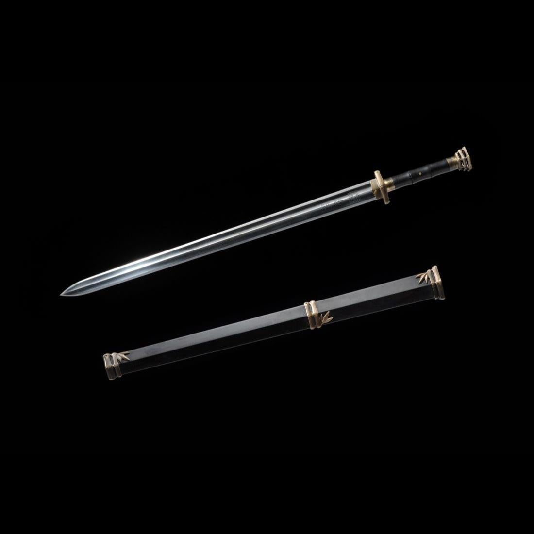 Handmade Chinese Sword Gentleman Sword Folded Steel Blade Ebony Scabba ...