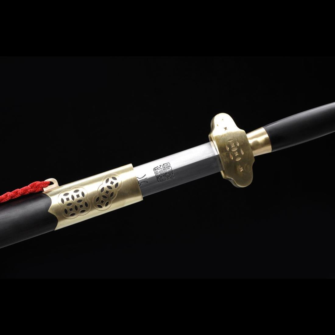 Handmade Chinese Swords Work Cloth Sword Folded Steel Blade Ebony ...