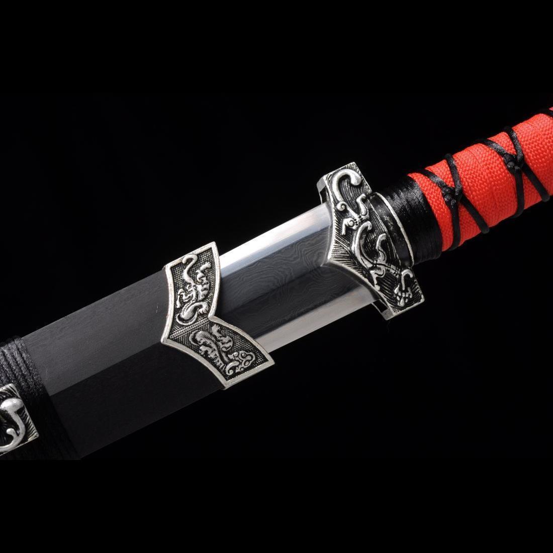 Handmade Chinese Sword Little Red Dragon Han Jian Short Sword Folded S ...