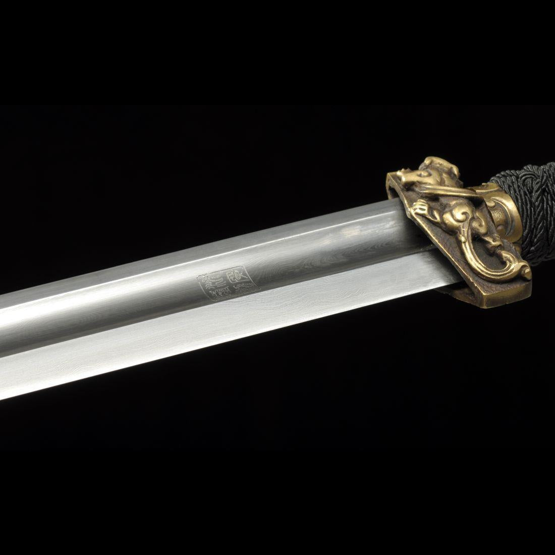 Handmade Chinese Sword Ring-Pommel Sword Straight Blade Dao Folded Ste ...