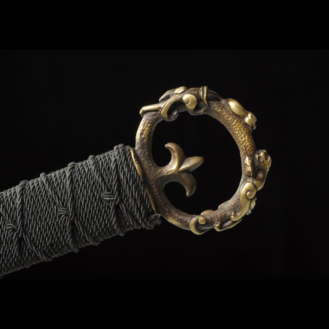 Handmade Chinese Sword Ring-Pommel Sword Straight Blade Dao Folded Ste ...