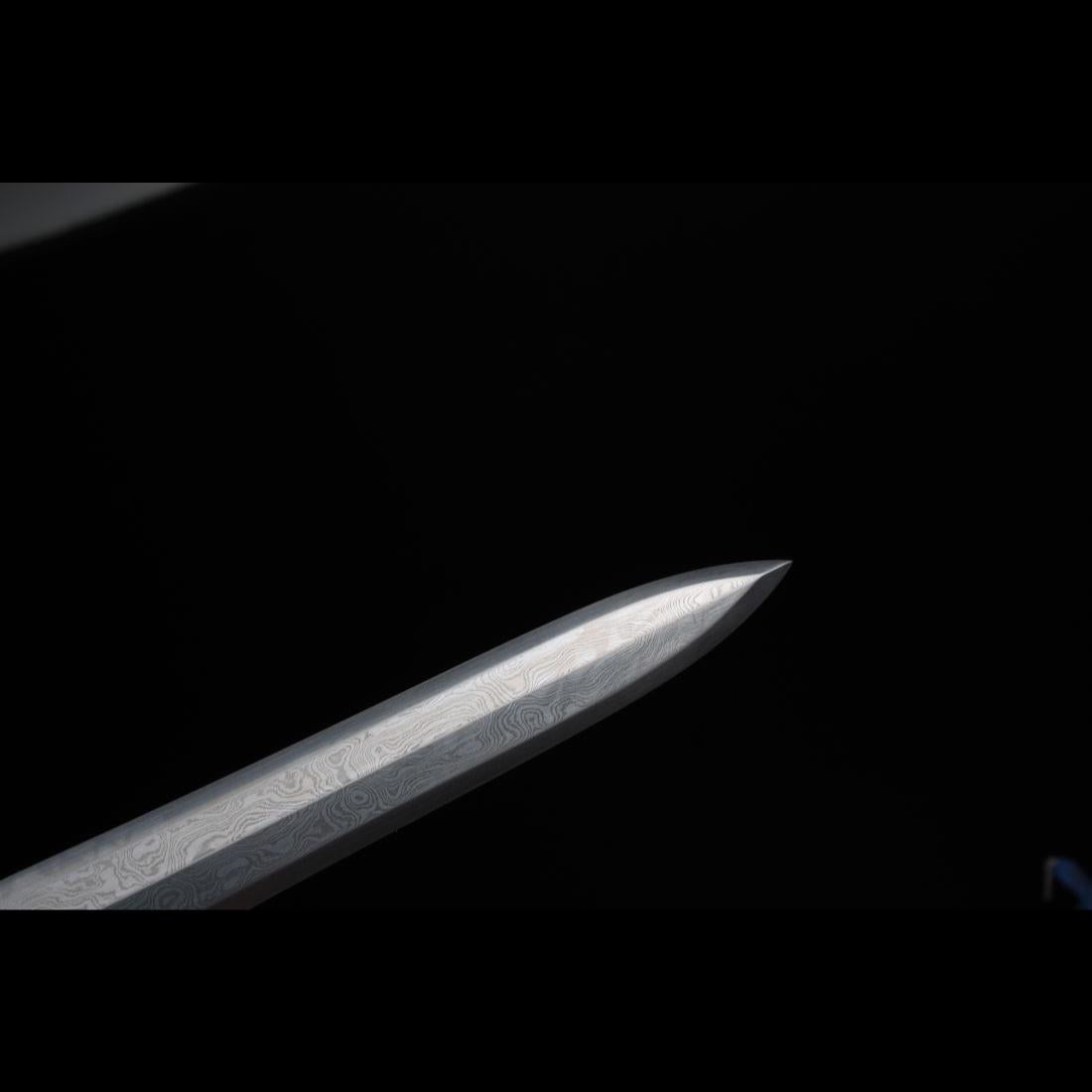 Handmade Chinese Sword Moire Han Jian Folded steel Eight-sided Blade E ...